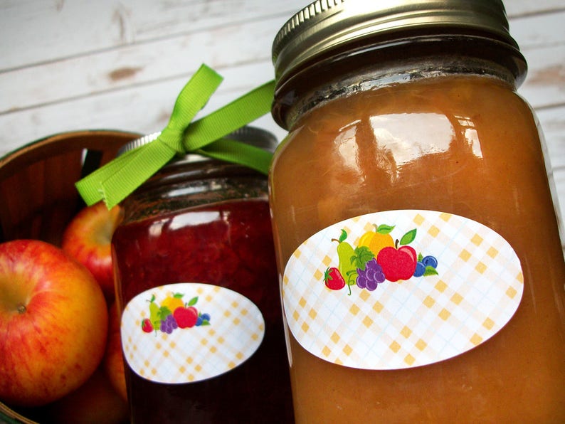 Oval Plaid Fruit Canning Jar Labels Oval Quilted Jam Jar | Etsy
