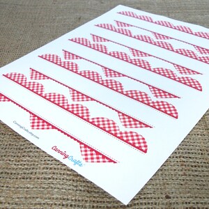 RED Heart Labels, Cottage Chic Country Gingham Heart Stickers for ...