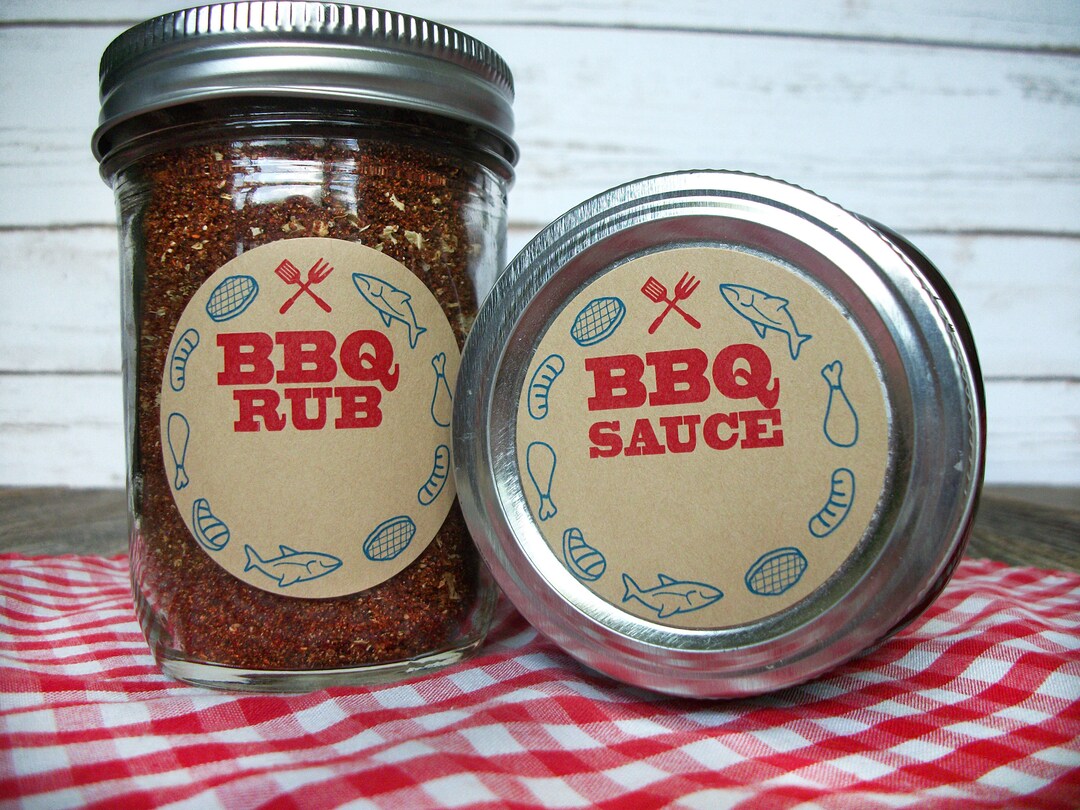 BBQ Sauce & Rub Canning Jar Labels, Round Kraft Paper Mason Jar and ...