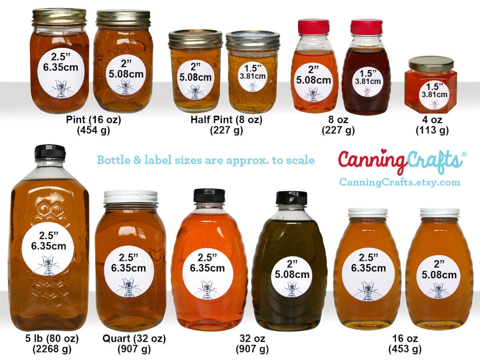 Custom Cute Honey Bee Labels, Custom Honey Bottle Labels & Canning Jar ...