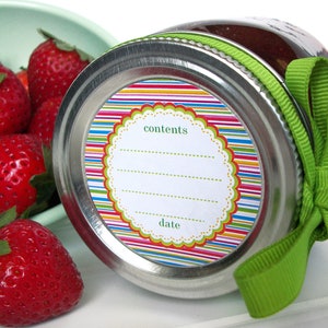 Candy Stripes Canning Labels, Round Jam & Jelly Jar Labels for Fruit ...