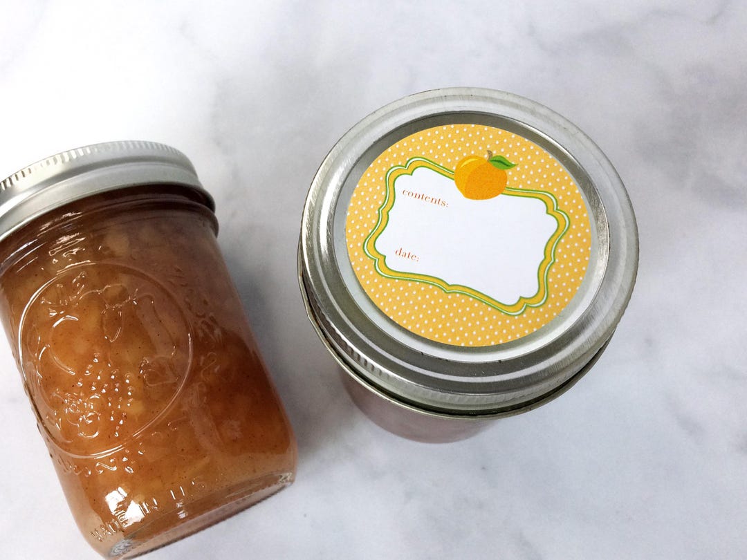 Cute Peach Apricot Canning Jar Labels, Round Fruit Mason Jar Stickers ...