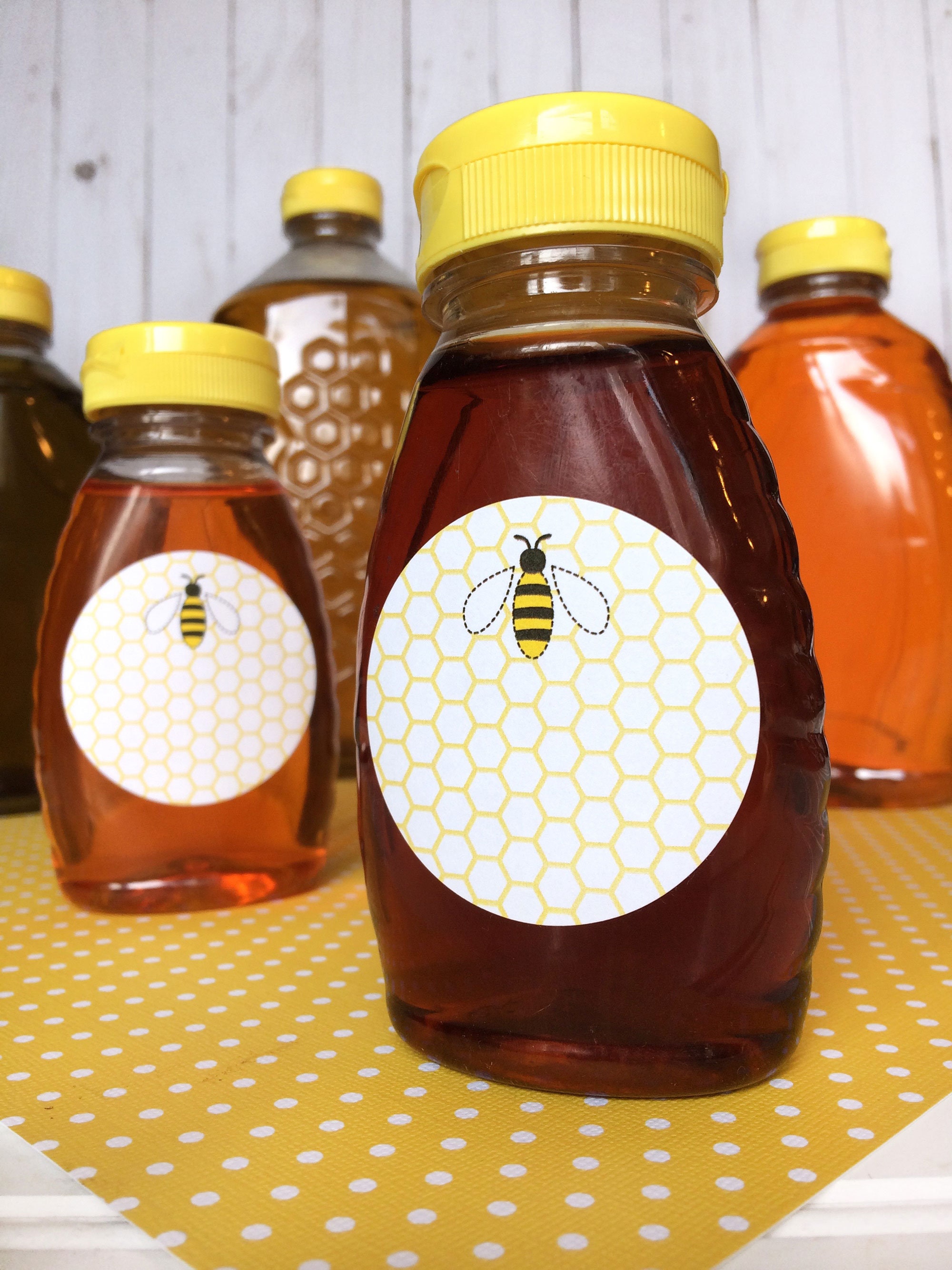 Cute Honey Bee Honey Jar Labels, Round Printed Honeycomb Mason Jar ...