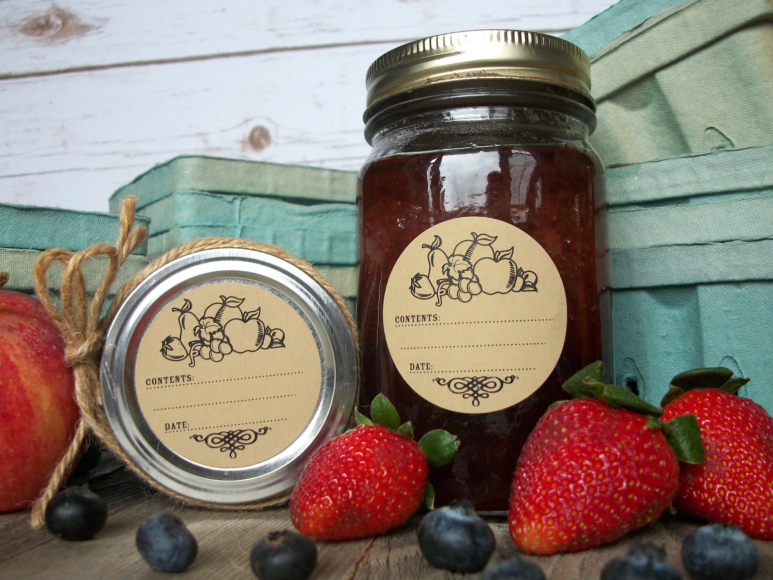 Vegetable or Fruit Kraft Paper Canning Labels, Round Vintage Mason Jar ...