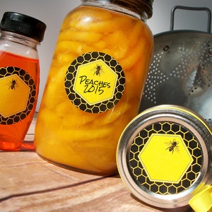 Beehive Canning Jar Label, Elegant Honey Bottle Label, Honeycomb Honey ...