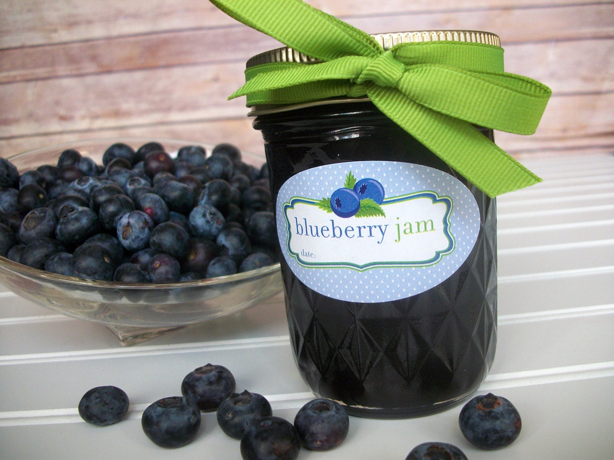 Oval Blueberry Jam Canning Jar Labels Quilted Jam Jar Labels - Etsy
