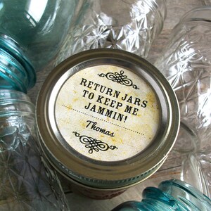 Return Jars to Keep Me Jammin, Custom Vintage Canning Jar Labels ...