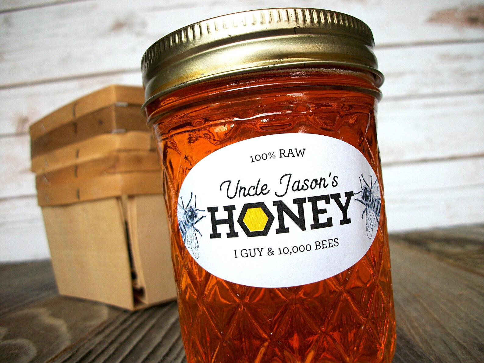 Custom Honeycomb Oval Honey Labels for Quilted Mason Jars, Customized ...