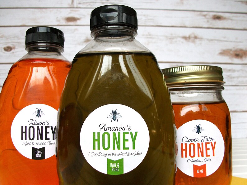 Personalized Colorful Honey Labels, Custom Printed Bottle & Jar Tags ...