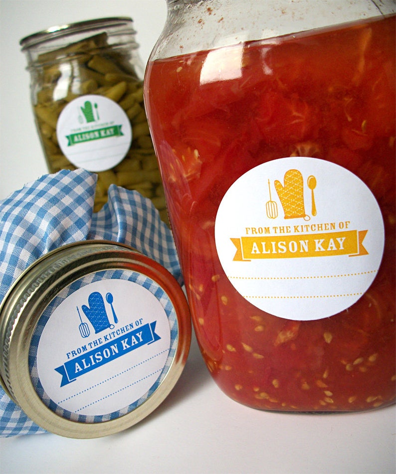 Colorful CUSTOM Kitchen labels round gift stickers for | Etsy