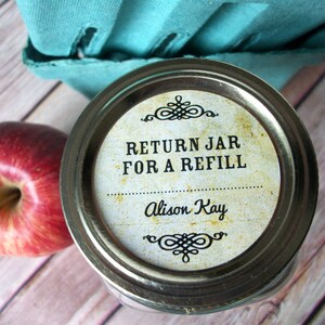 Return Jar for a Refill Custom Vintage Canning Jar Labels, Personalized ...