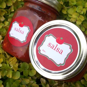 Cute Salsa Tomato Canning Jar Labels, Round Red Mason Jar Stickers for ...