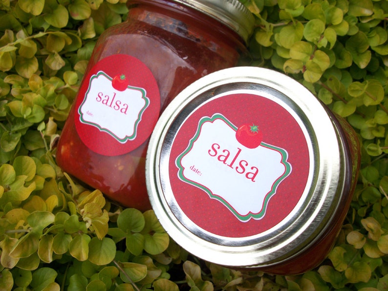 Cute Salsa Tomato Canning Jar Labels Round Red Mason Jar - Etsy