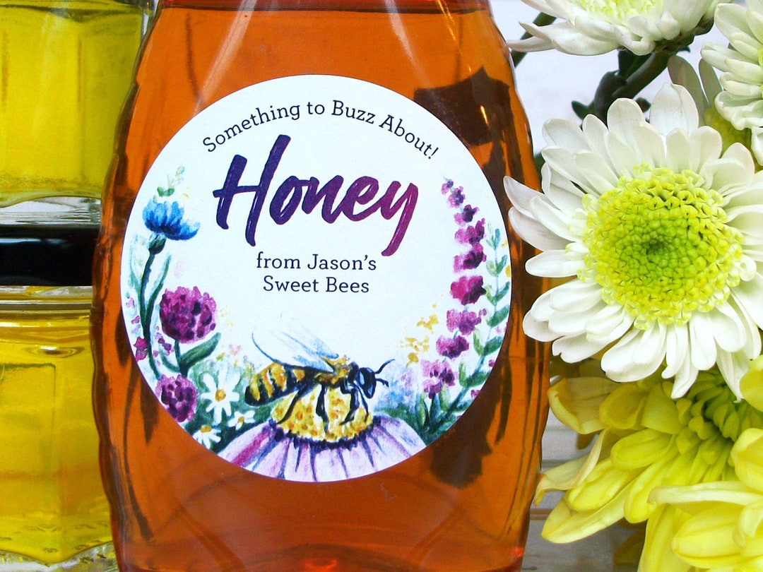 Custom Watercolor Wildflower Honey Labels, Whimsical Customized Honey ...