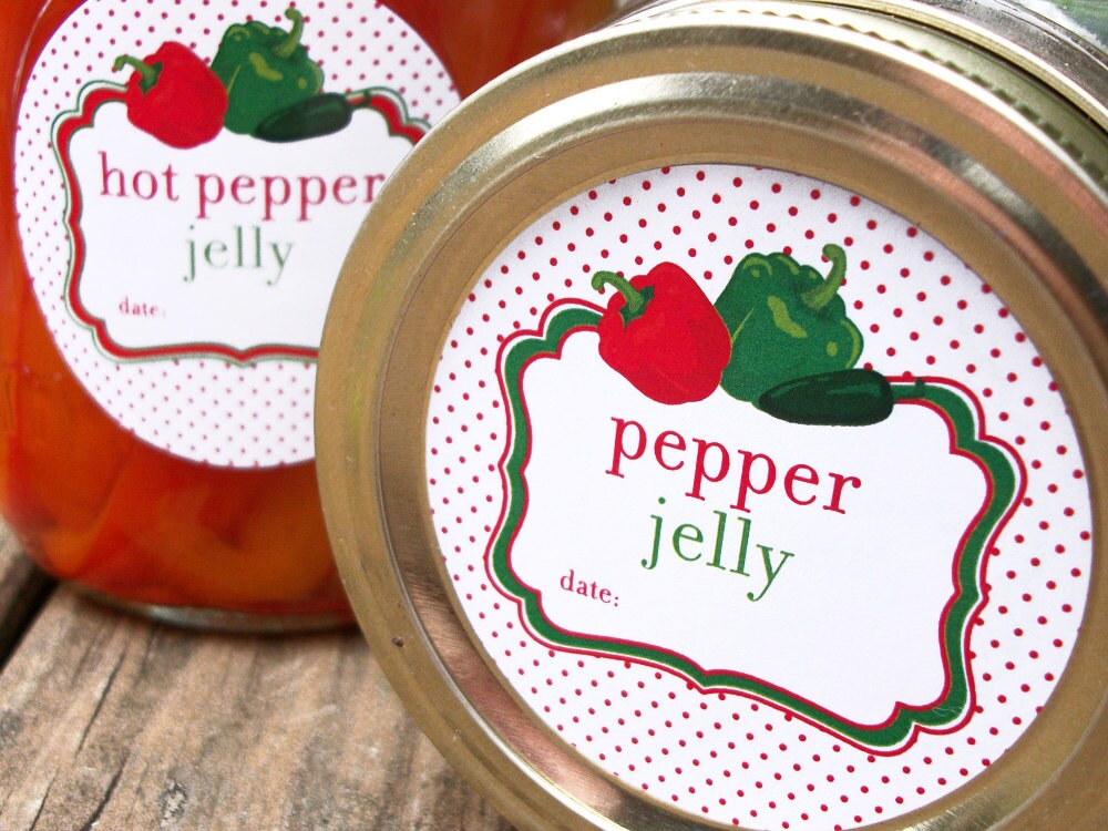 Paper Stickers, Labels & Tags Jar Lid Labels CUSTOM Pickled Peppers ...