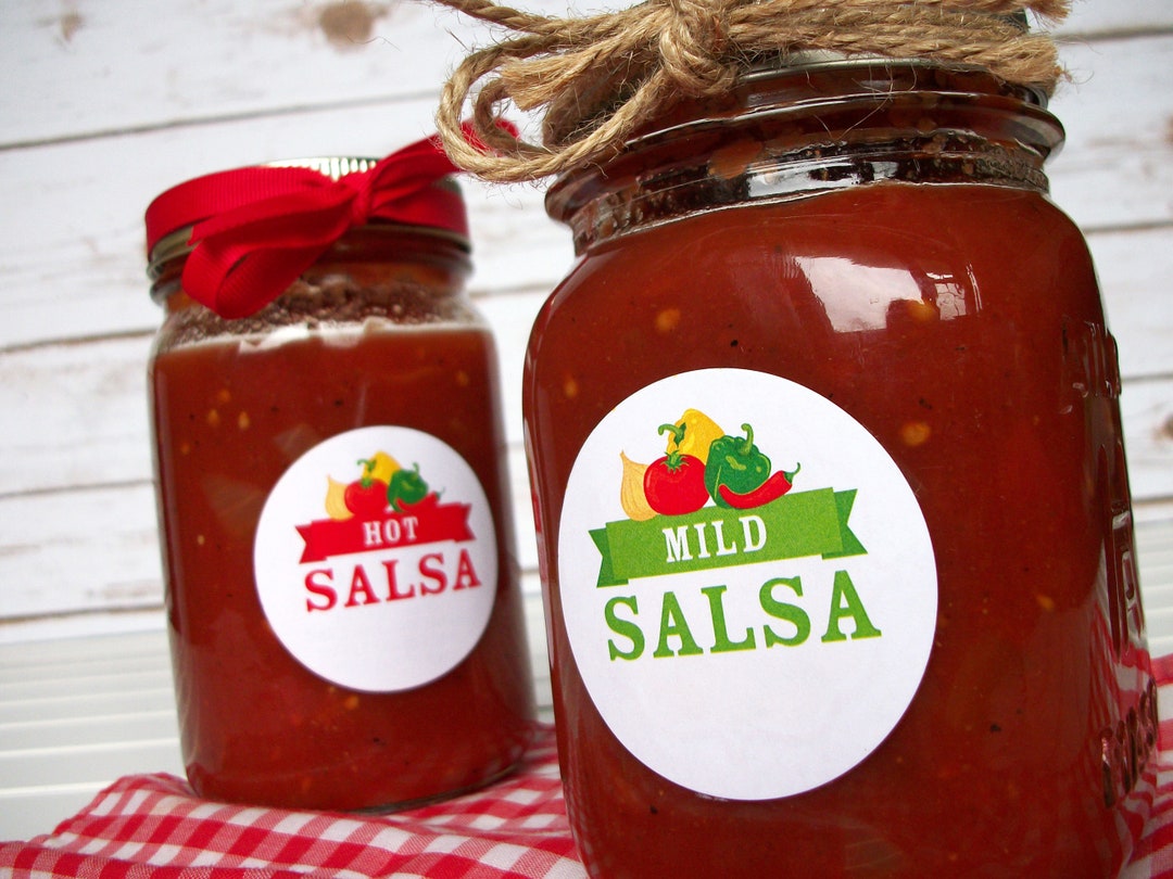 Mild, Medium, Hot, Salsa Canning Labels, Round Mason Jar Stickers for ...