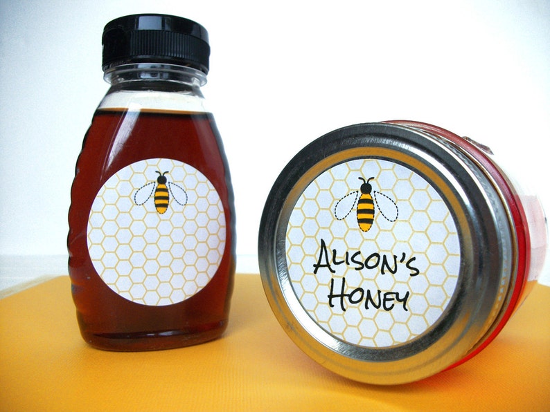 Honey Bee Canning Jar Stickers Round Honey Jar Labels & Mason - Etsy