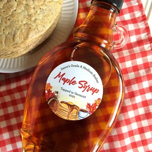 Custom Watercolor Maple Syrup Labels With Pancake Breakfast Painting ...