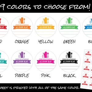 Colorful CUSTOM Kitchen Labels, Round Gift Stickers for Canning Jars or ...
