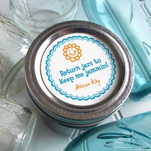Return Jars to Keep Me Jammin, Funny Custom Round Mason Jar Stickers ...