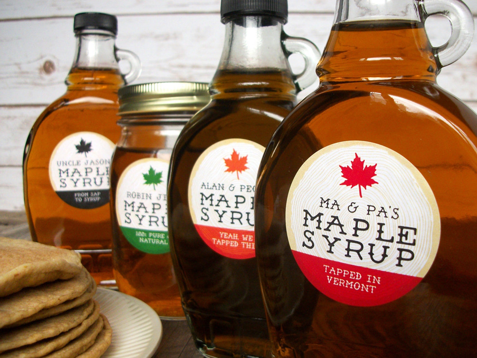 Custom Cross Cut Wood Maple Syrup Labels Retro Woodgrain | Etsy