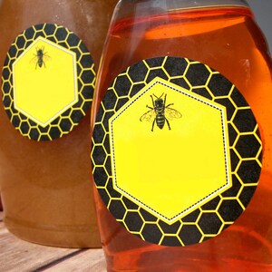 Beehive Canning Jar Label, Elegant Honey Bottle Label, Honeycomb Honey ...