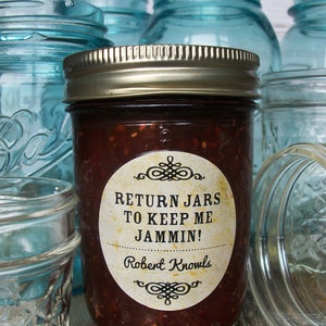 Return Jars to Keep Me Jammin, Custom Vintage Canning Jar Labels ...