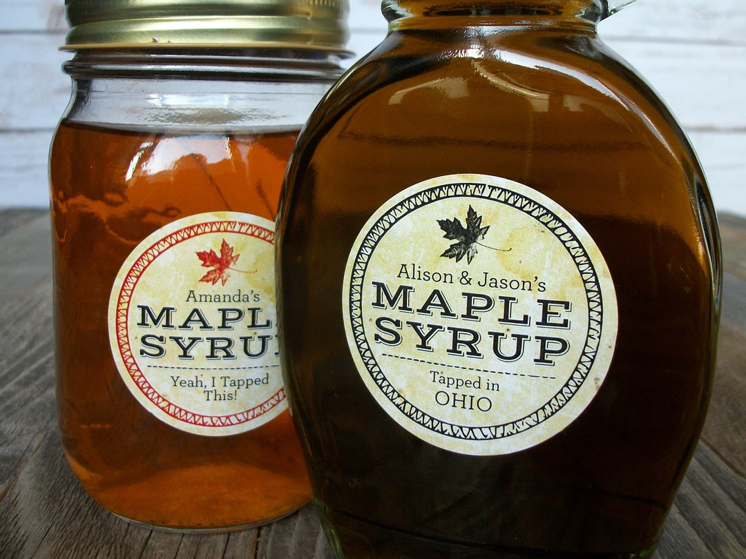 Custom Vintage Seal Maple Syrup Labels, Red & Black Apothecary Style ...