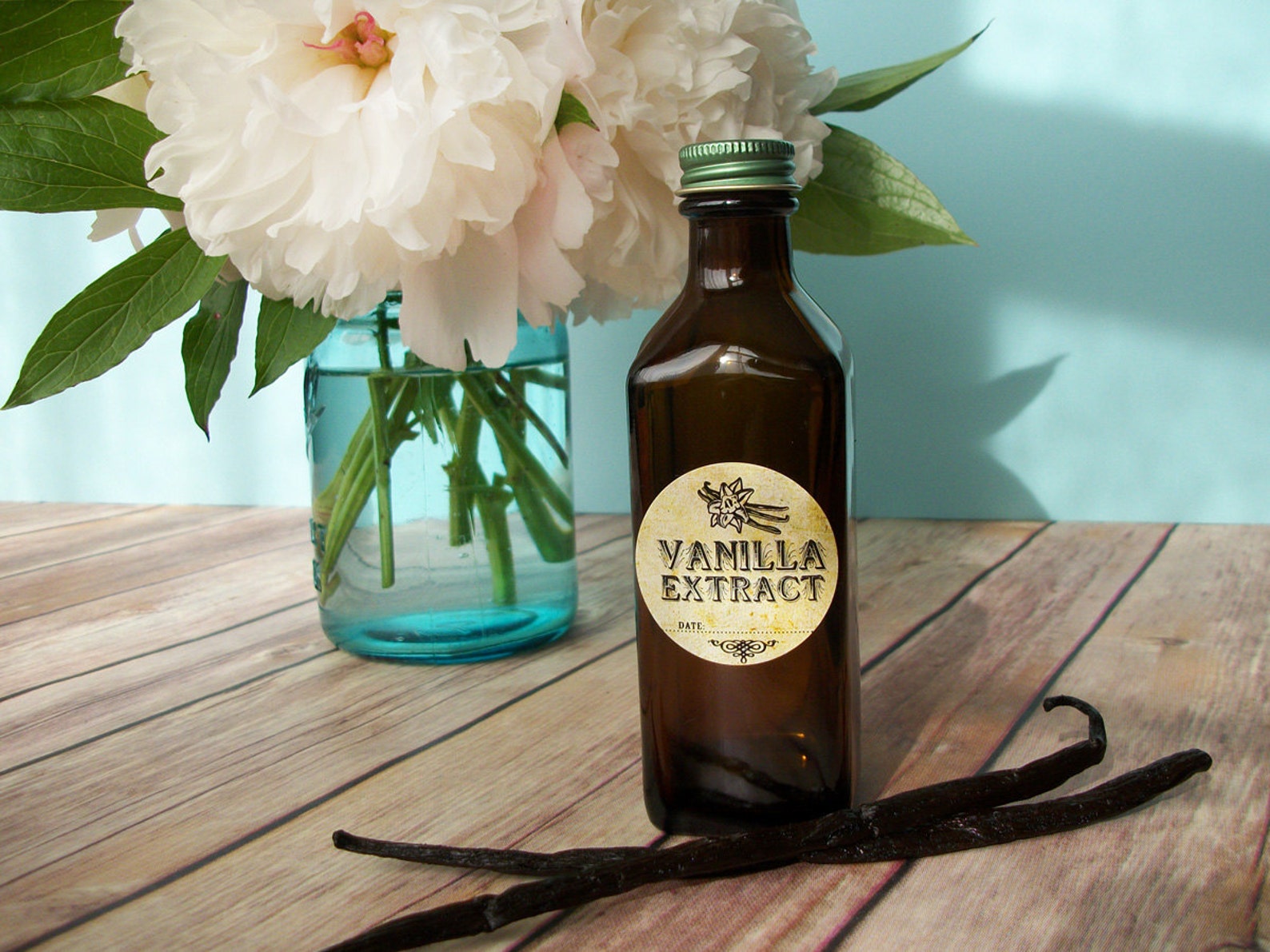 Vintage Vanilla Extract Bottle Labels Printed Rustic Round - Etsy