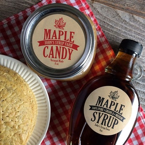Custom Traditional Maple Syrup Bottle Labels, Customized Round Kraft ...