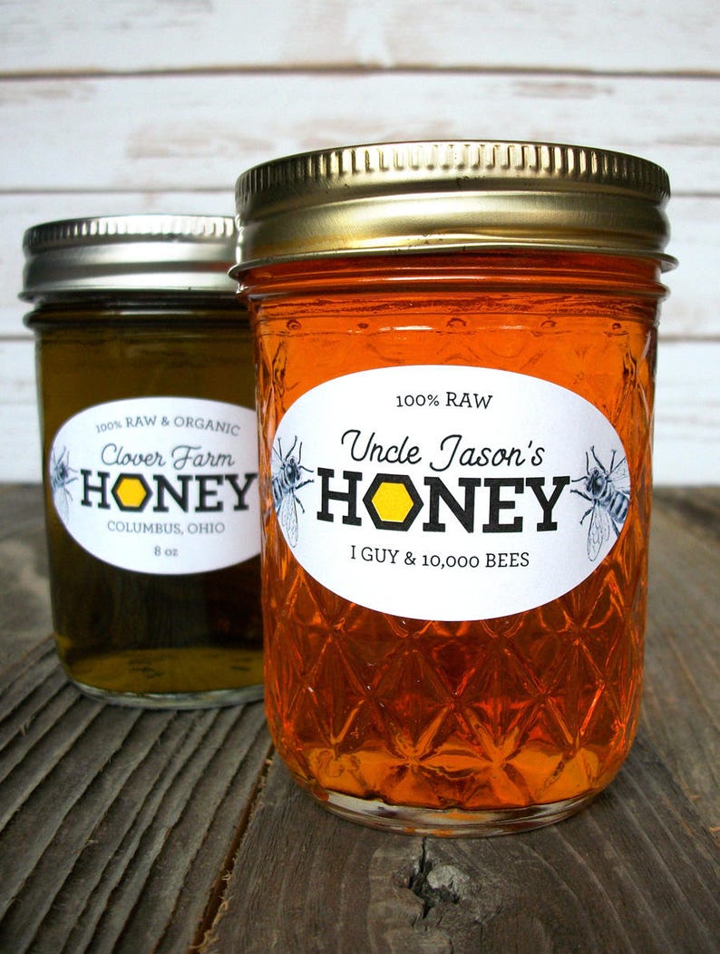 Custom Honeycomb Oval Honey Labels for Quilted Mason Jars - Etsy