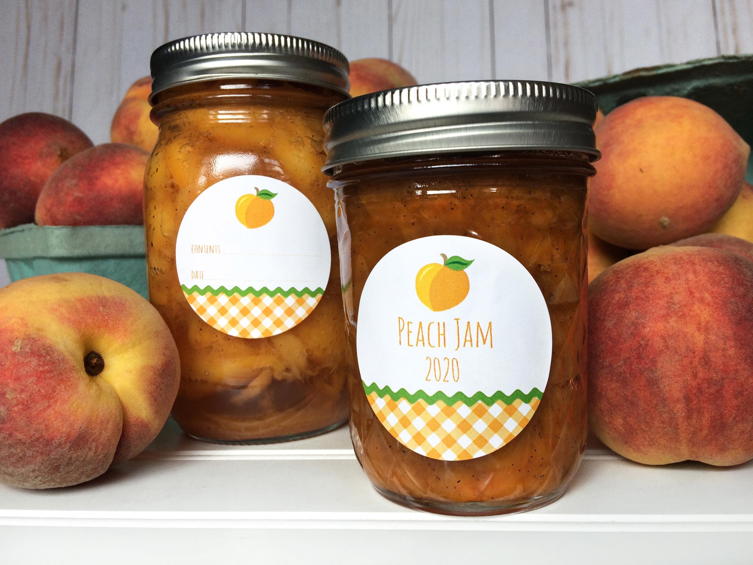 Gingham Peach Canning Jar Labels Printed Round Mason Jar Stickers For Gingham Peach Canning Jar Labels Printed Round Mason Jar Stickers For