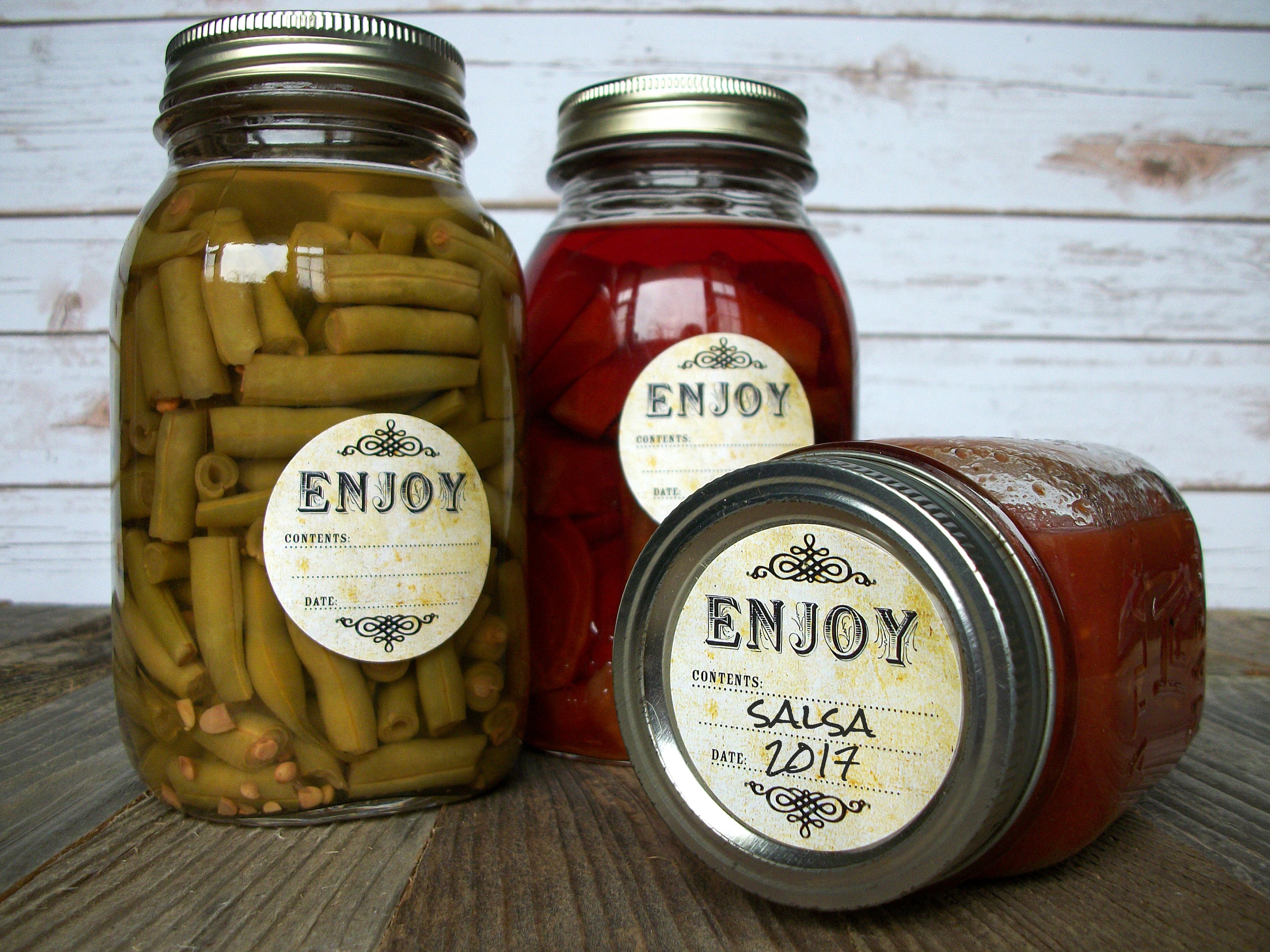 Vintage Enjoy Canning Jar Labels, Round Mason Jar Stickers for Fruit ...