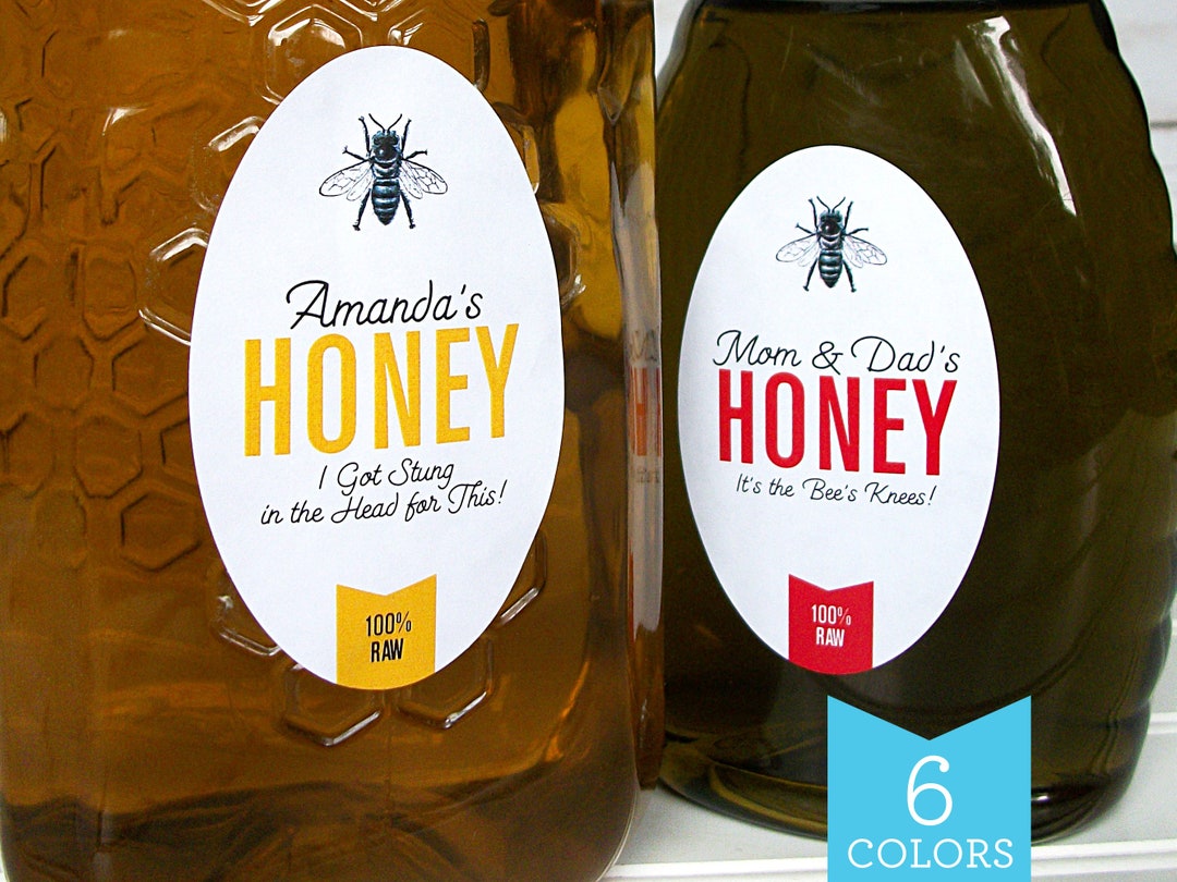 Custom Large Oval Colorful Honey Canning Jar & Bottle Labels ...