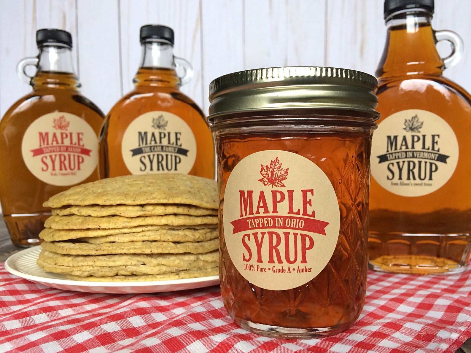 Custom Traditional Maple Syrup Bottle Labels, Customized Round Kraft ...