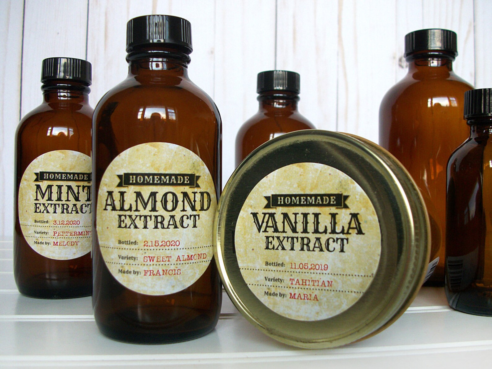 Custom Antique Extract Labels for Vanilla Almond Mint - Etsy