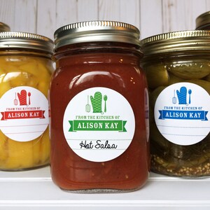 Colorful CUSTOM Kitchen Labels, Round Gift Stickers for Canning Jars or ...