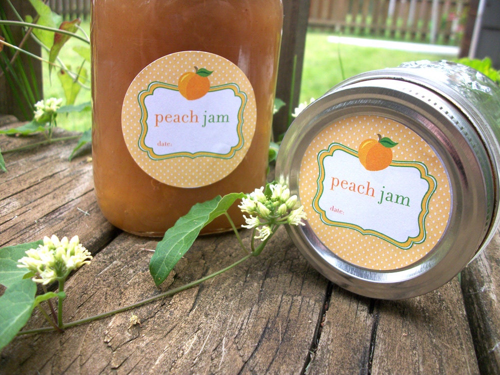 Cute Peach Jam Canning Jar Labels Round Stickers for Regular - Etsy