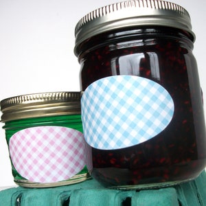 Checkered Oval Canning Jar Labels, Pastel Oval Mason Jar Stickers for ...