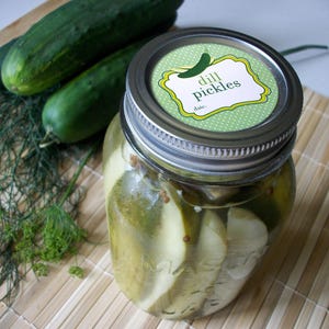Cute Dill, Sweet, Bread & Butter Pickle, and Relish Canning Jar Labels ...