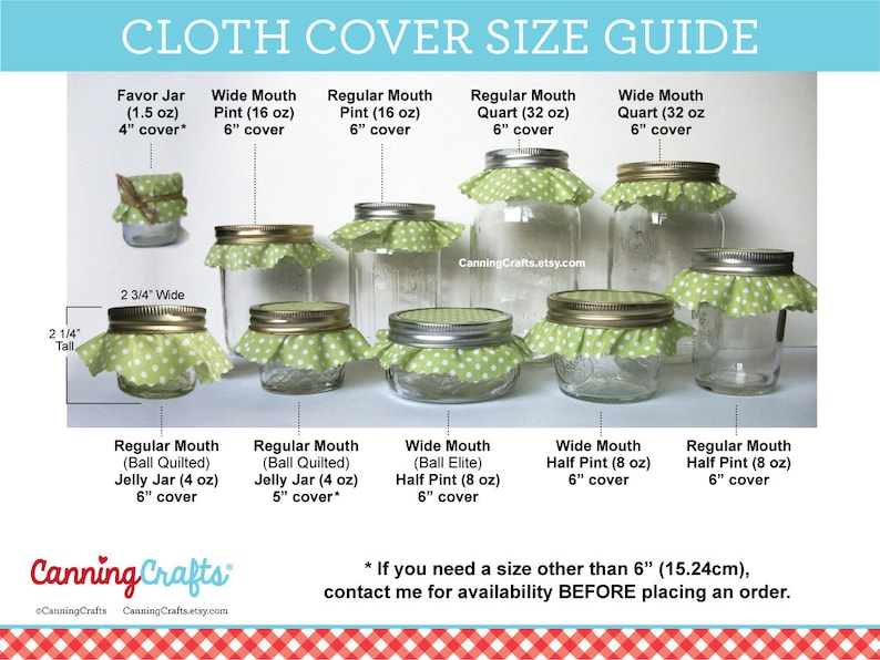 12 Red Gingham Jam Jar Covers Cloth Fabric Toppers for Mason - Etsy