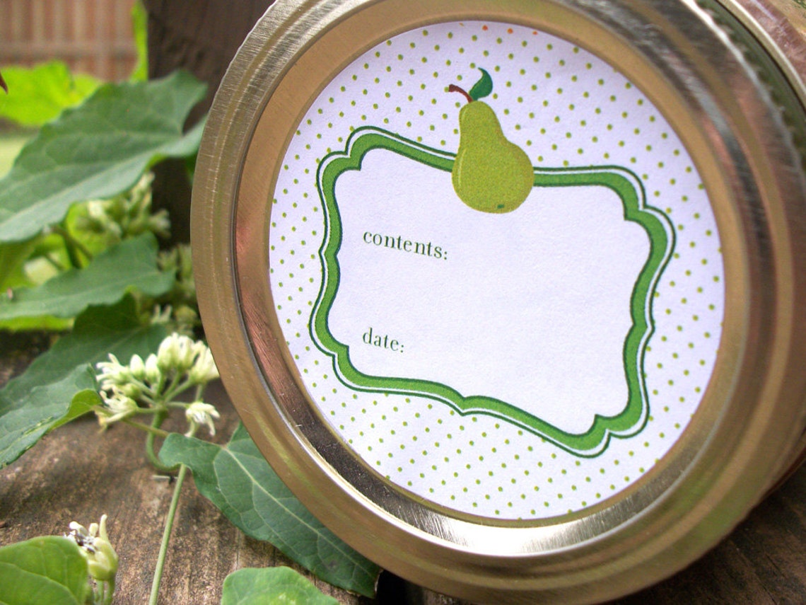 Cute Pear Canning Jar Labels Round Fruit Mason Jar Labels for | Etsy