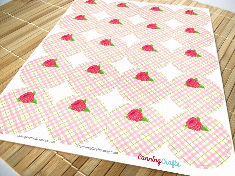 Plaid Red Raspberry canning jar labels round mason jar | Etsy