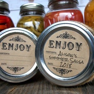 Enjoy Kraft Paper Canning Jar Labels, Round Mason Jar Stickers for ...