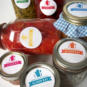 Colorful CUSTOM Kitchen Labels, Round Gift Stickers for Canning Jars or ...
