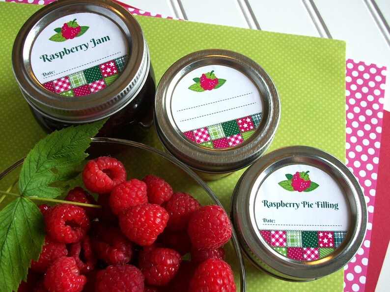 Country Quilt Red Raspberry Canning Jar Labels Cute Printed - Etsy