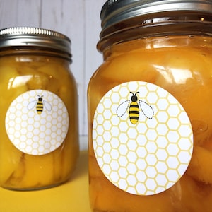 Honey Bee Canning Jar Stickers Round Honey Jar Labels & Mason - Etsy