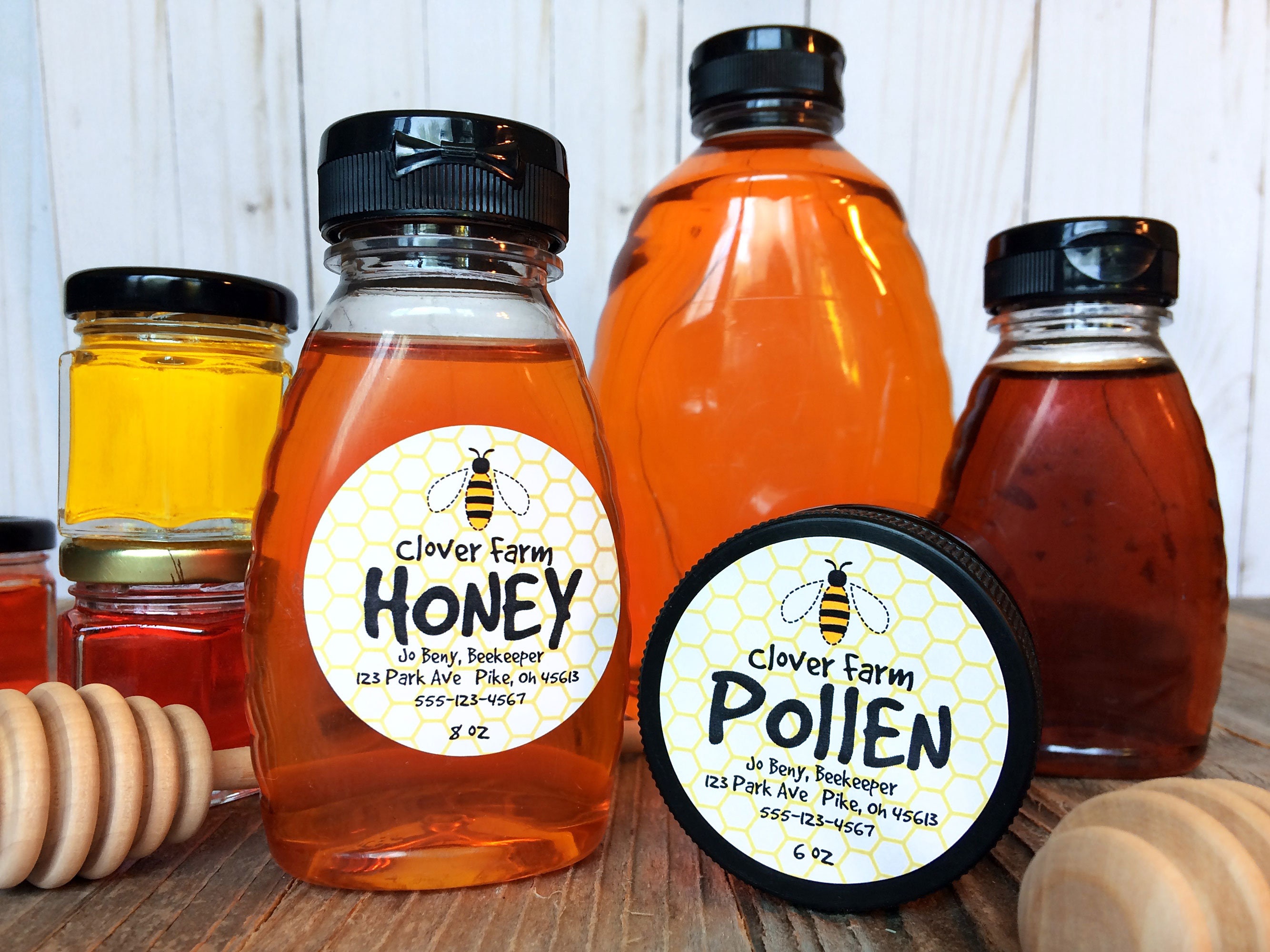 Custom Cute Honey Bee Labels, Custom Honey Bottle Labels & Canning Jar ...