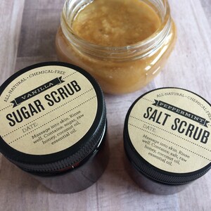 Custom Kraft Sugar & Salt Scrub Labels, Modern Printed Cosmetic ...