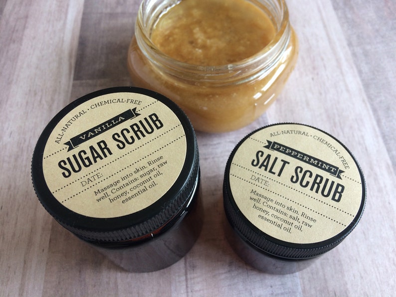 Custom Kraft Sugar & Salt Scrub Labels, Modern Printed Cosmetic ...